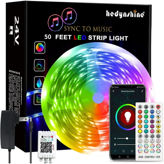 50Ft LED Strip Lights, Hedynshine Color Changing RGB Strip Lights for ...