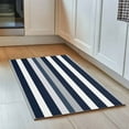 Dark Blue Door Mat and Grey Striped Abstract Minimalist Stripes Non ...