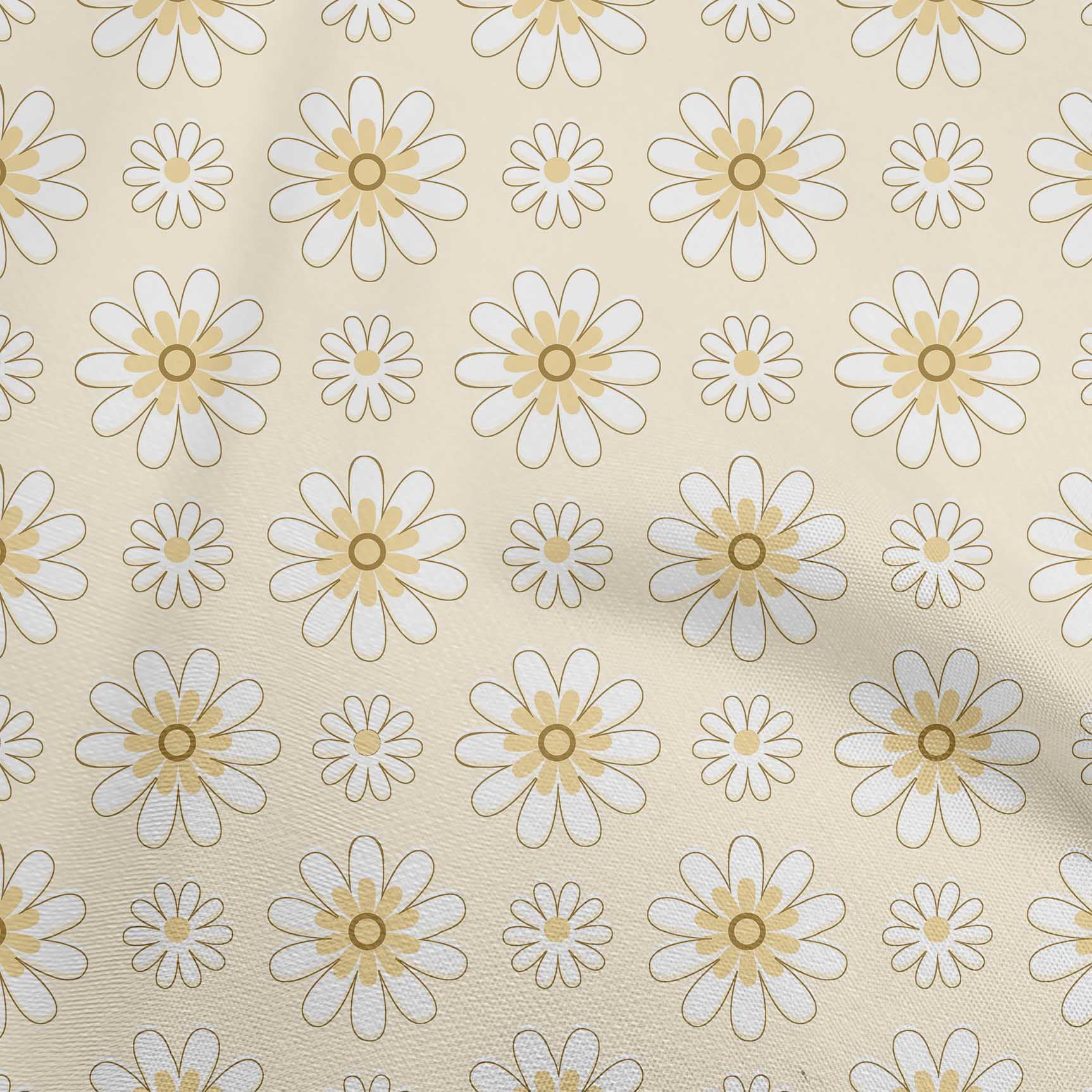 oneOone Silk Tabby Ivory Fabric Floral Retro Sewing Material Print ...