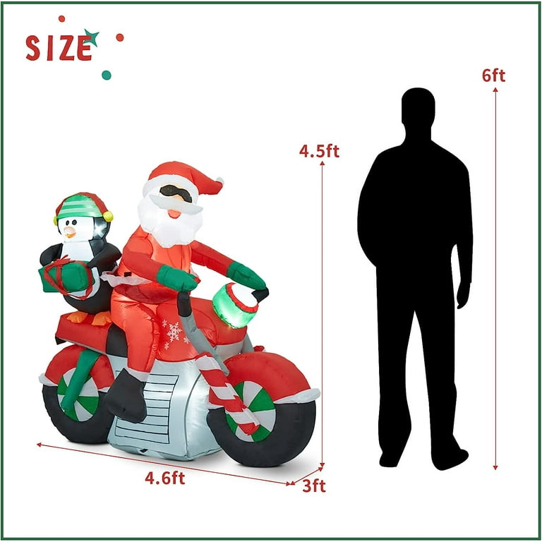 Santa On A Motorcycle Inflatable