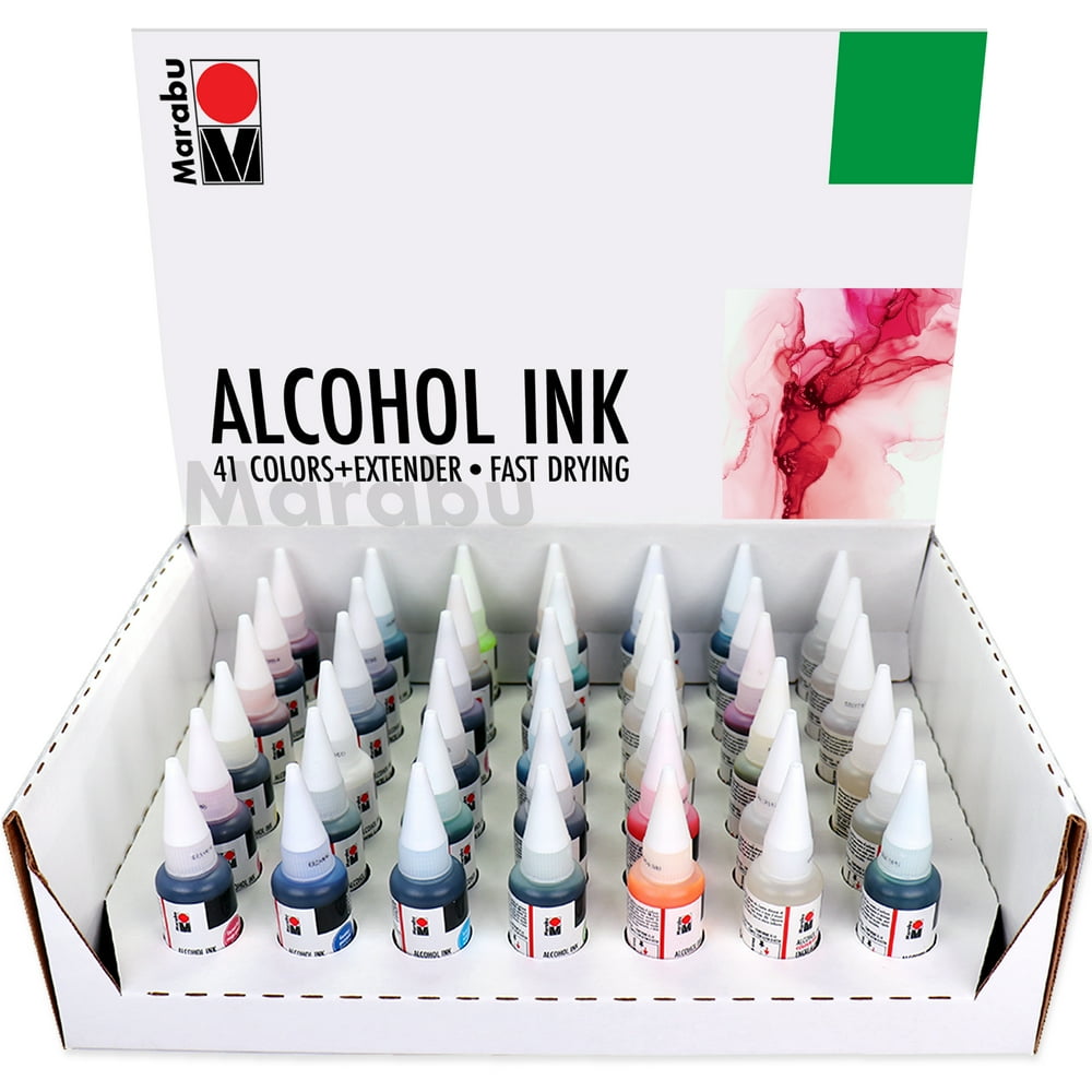 Marabu Alcohol Ink Set - Ultimate Set of 42 Bottles Alcohol Paint ...