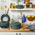 Beautiful 12pc Ceramic Non-Stick Cookware Set, Thyme Green by Drew ...