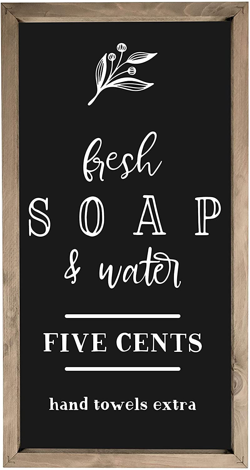 Fresh Soap & Water Rustic Framed Wood Farmhouse Wall Sign 9x18 ...
