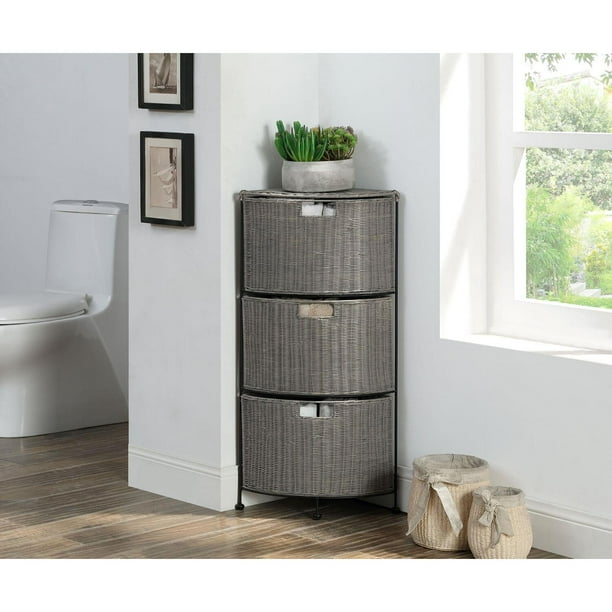 4D Concepts Autumn 3-tier Corner Grey Wicker Drawer - Walmart.com