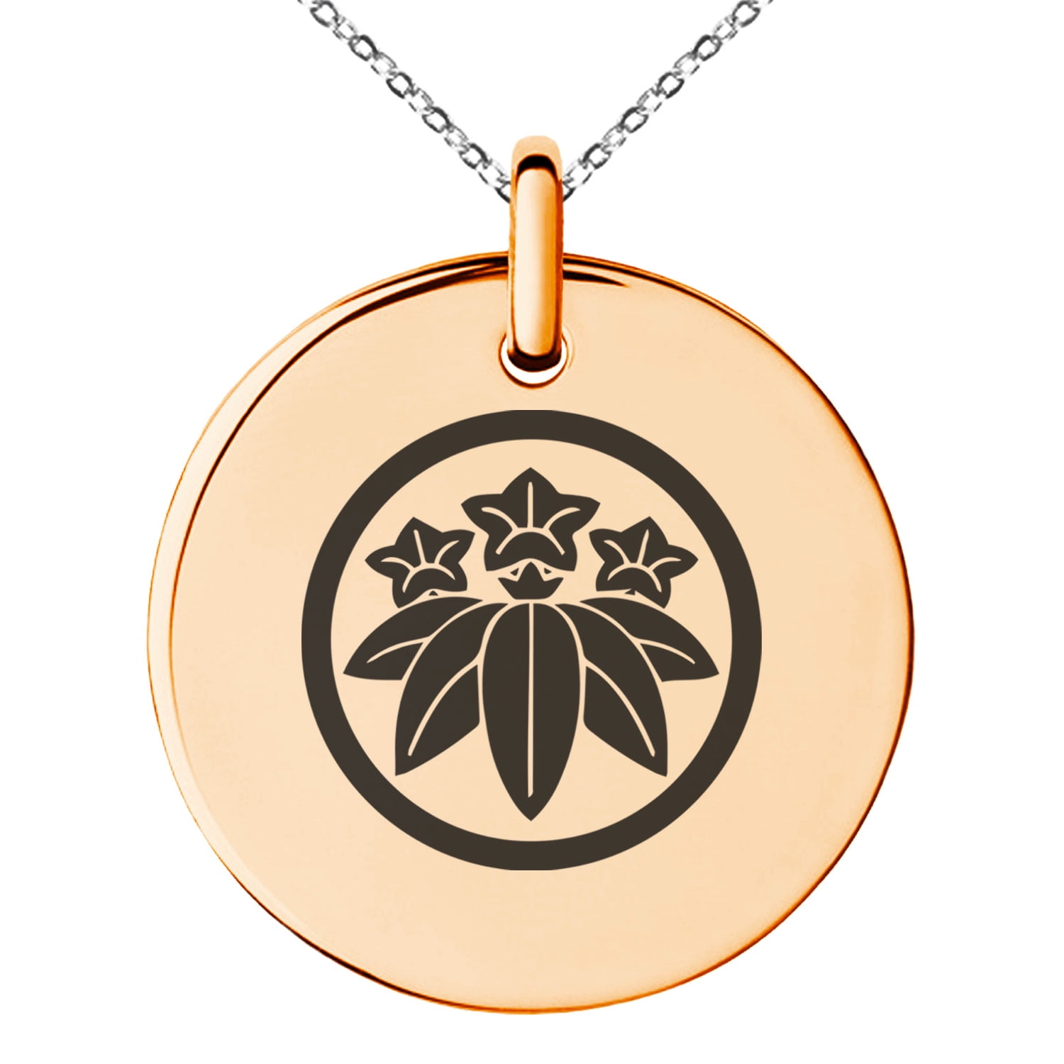 Stainless Steel Ishikawa Samurai Crest Engraved Small Medallion Circle ...