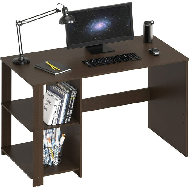 SHW Cyrus 38-Inch Desk with Shelves, Espresso - Walmart.com