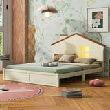 Churanty Full Size Wood Platform Bed with House Shaped Headboard and ...