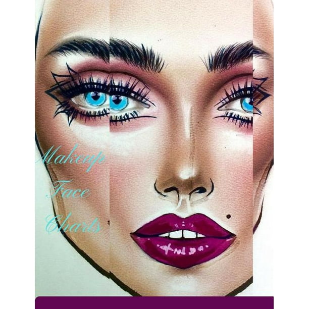 Makeup Face Charts: A Bold Professional Blank Paper Practice Face Chart ...