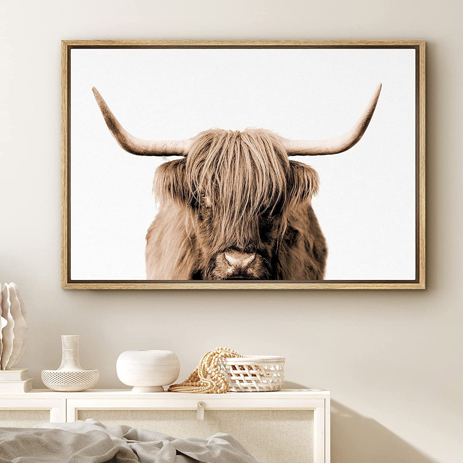 "Shetland Cow" 24 in x 36 in Framed Photography Canvas Art Print, by ...