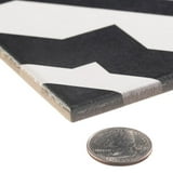 Luv Enchanted Black/White 8" X 8" Porcelain Encaustic Matte Floor Tile ...