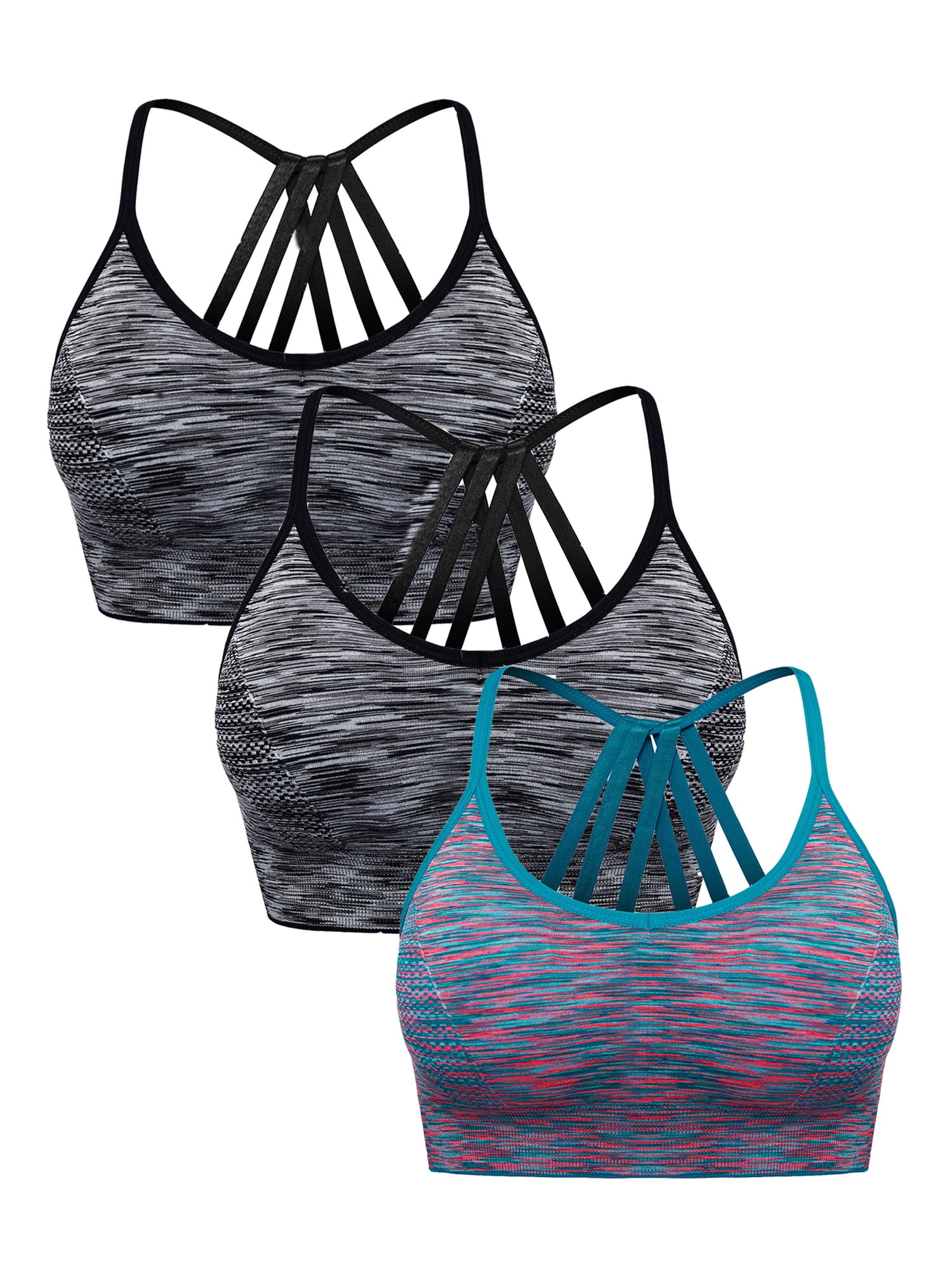 FUTATA 1-3 Pack Sports Bras For Women Longline Padded Bras Criss-Cross ...