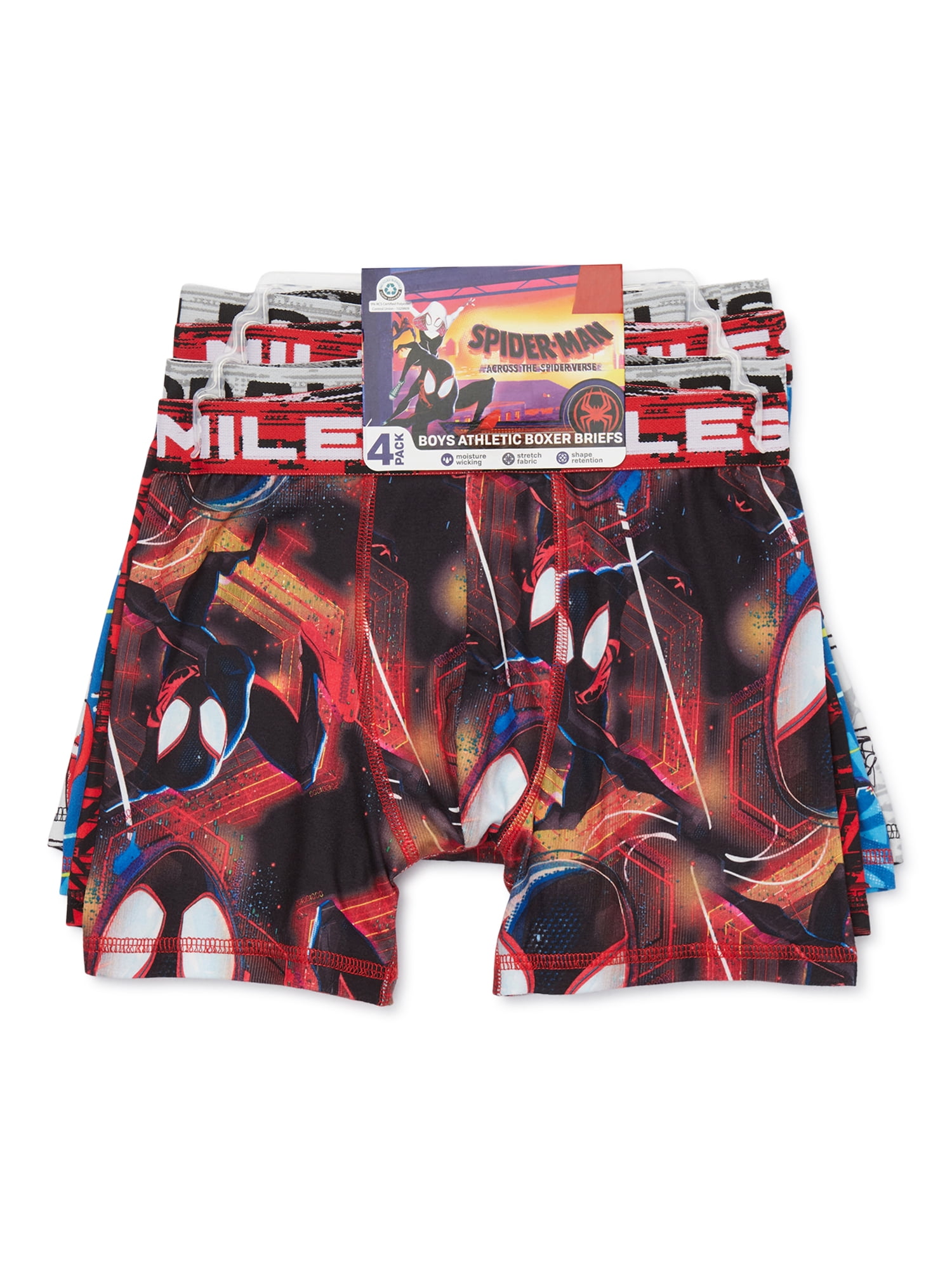 Spider-Man Boys’ Spider-Verse Print Boxer Briefs, 4-Pack, Sizes XS-XL ...