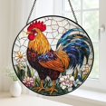 Barnyard Rooster Window Sun Catcher, Bright Stained Glass Style Hanging ...