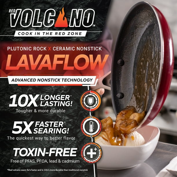 Red Volcano Ceramic Nonstick 12 piece Cookware set - Discounttoday.net