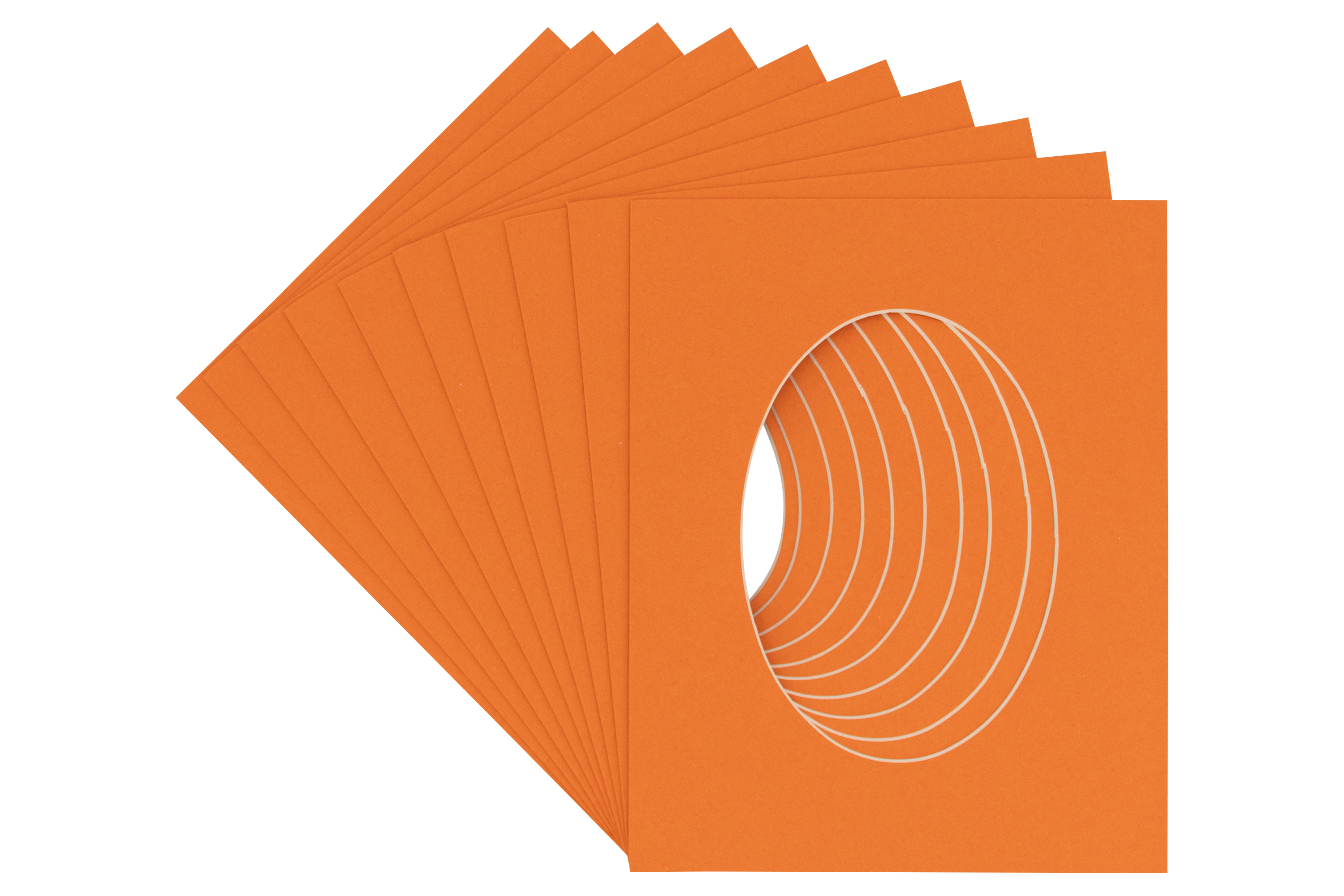 Orange Acid Free 6x7 5 Oval Picture Frame Mat With White Core Bevel Cut Orange Acid Free 6x7 5 Oval Picture Frame Mat With White Core Bevel Cut