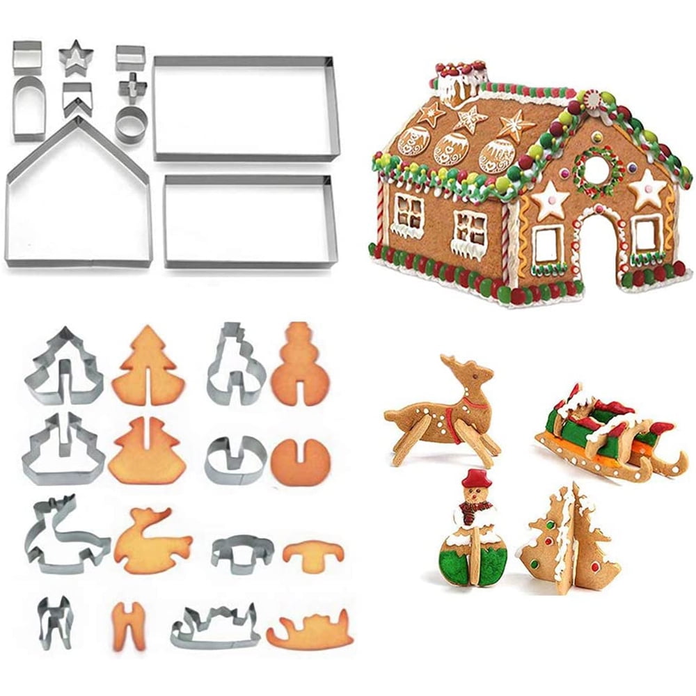 Gingerbread House Cookie Cutter Set - 3D Christmas Cookie Cutters ...