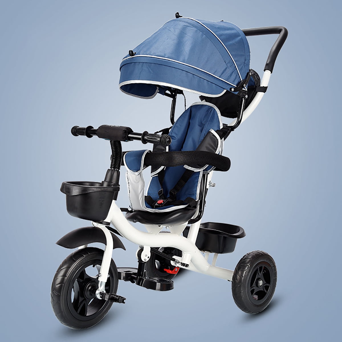 Generic 3 In 1 Baby Stroller Tricycle Kids Baby Pushing Tricycle Detachable Bike With Adjustable Push Handle Kids Toddlers Toy Bike Blue