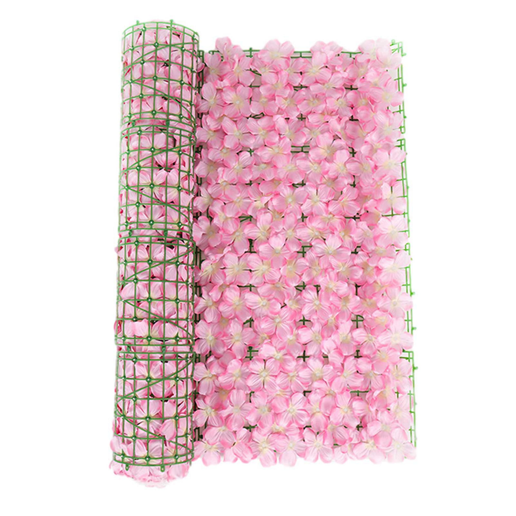 Artificial Rattan Fence with Back Grid Realistic Bright Flowers Screen ...