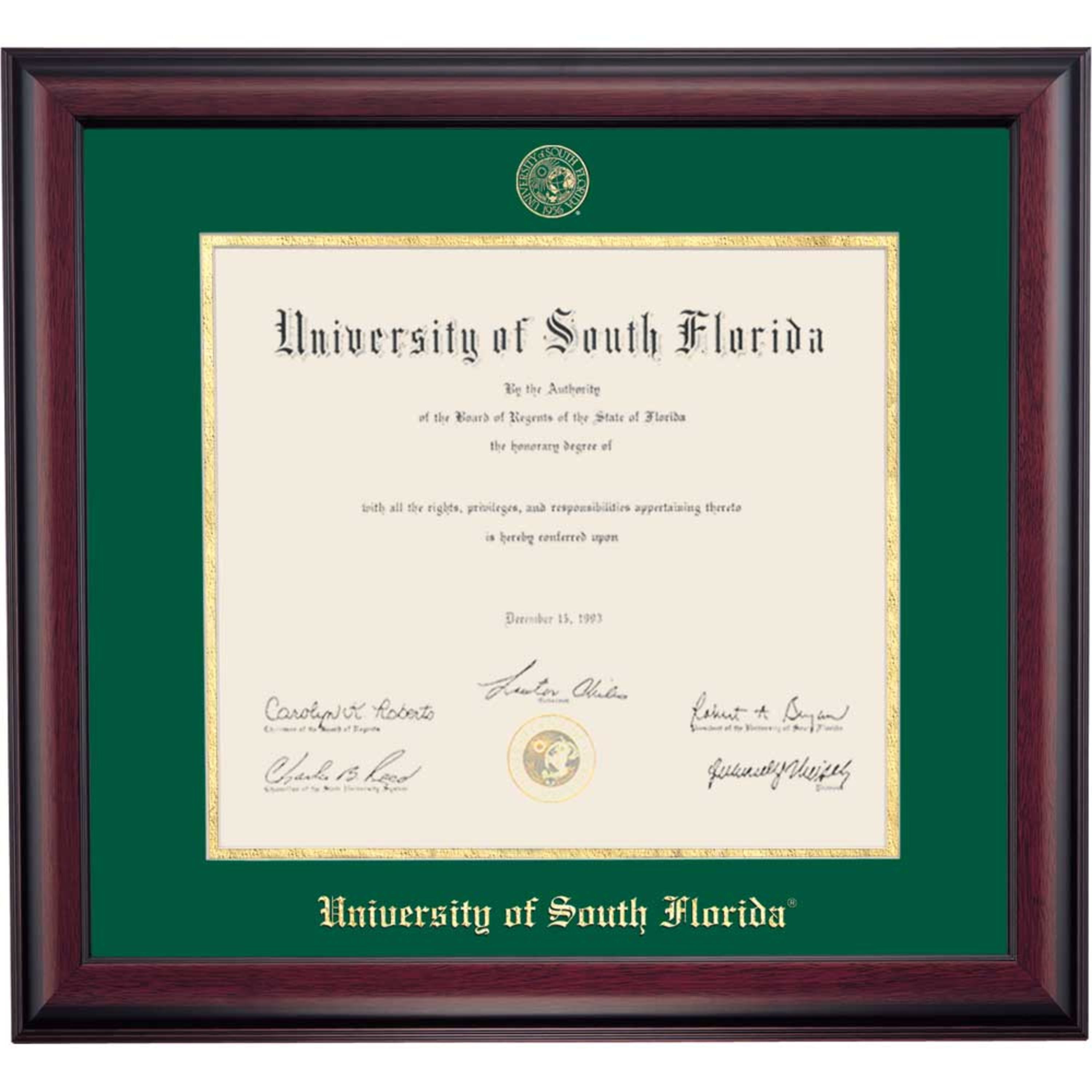 OCM Diploma Frame for University of South Florida USF, 19" x 21 ...