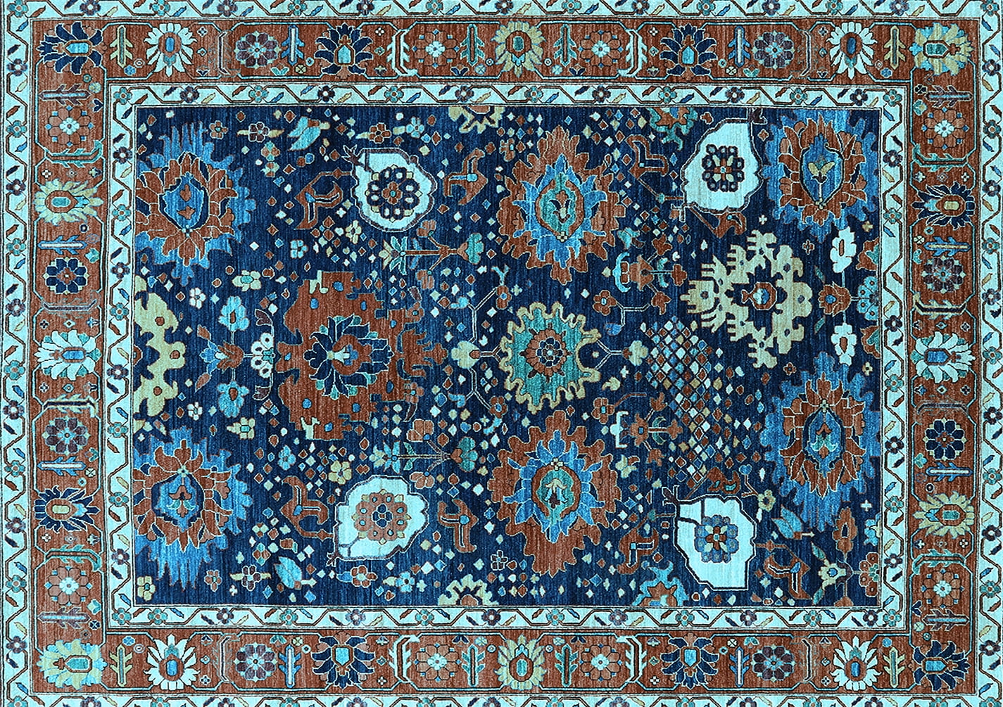 Ahgly Company Indoor Rectangle Oriental Light Blue Industrial Area Rugs ...