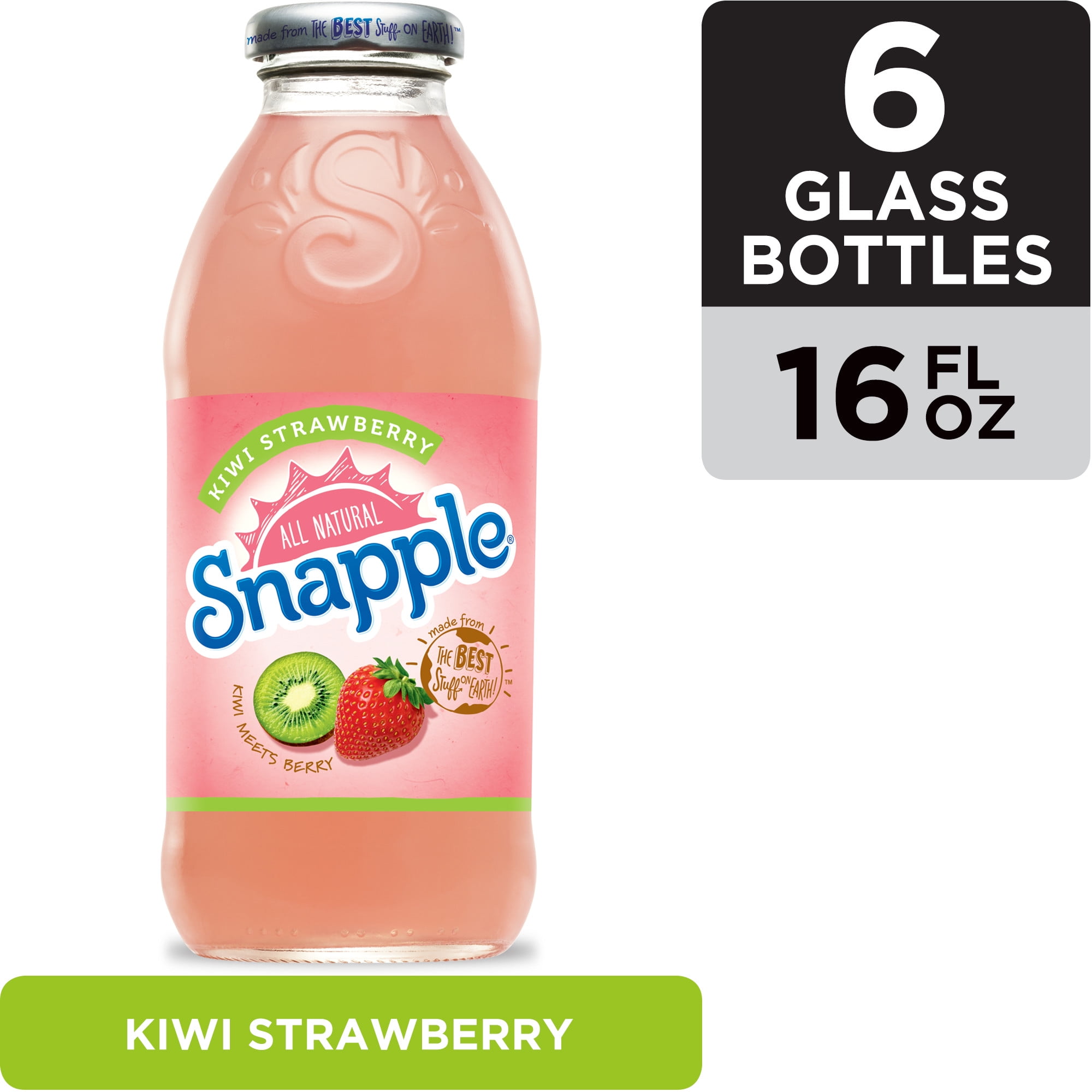 Snapple Kiwi Strawberry, 16 fl oz glass bottles, 6 pack - Walmart.com