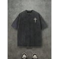 Black Retro Washed Cotton T-Shirt Double Sided Print Jesus Ultimate ...