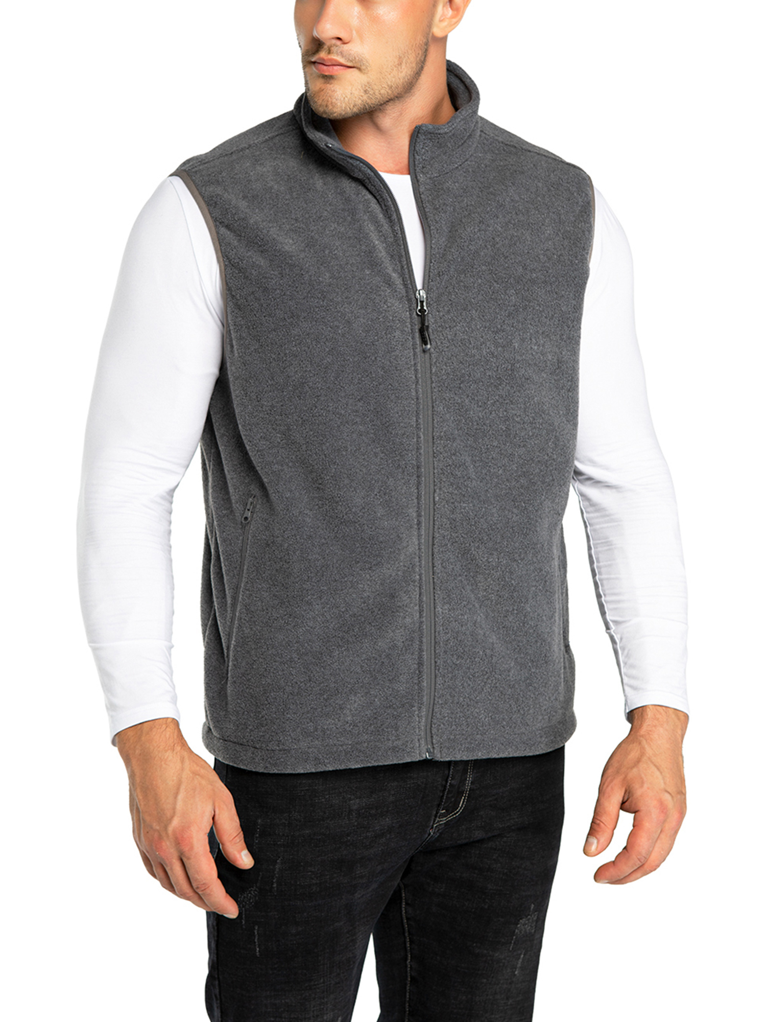 33,000ft Men's Lightweight Softshell Vest Outerwear Zip Up Fleece Lined ...