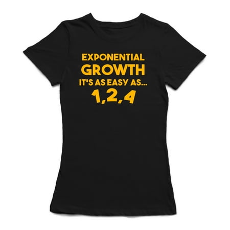"Exponential Growth It's As Easy As... 1, 2, 4" Quote Women's Black T ...