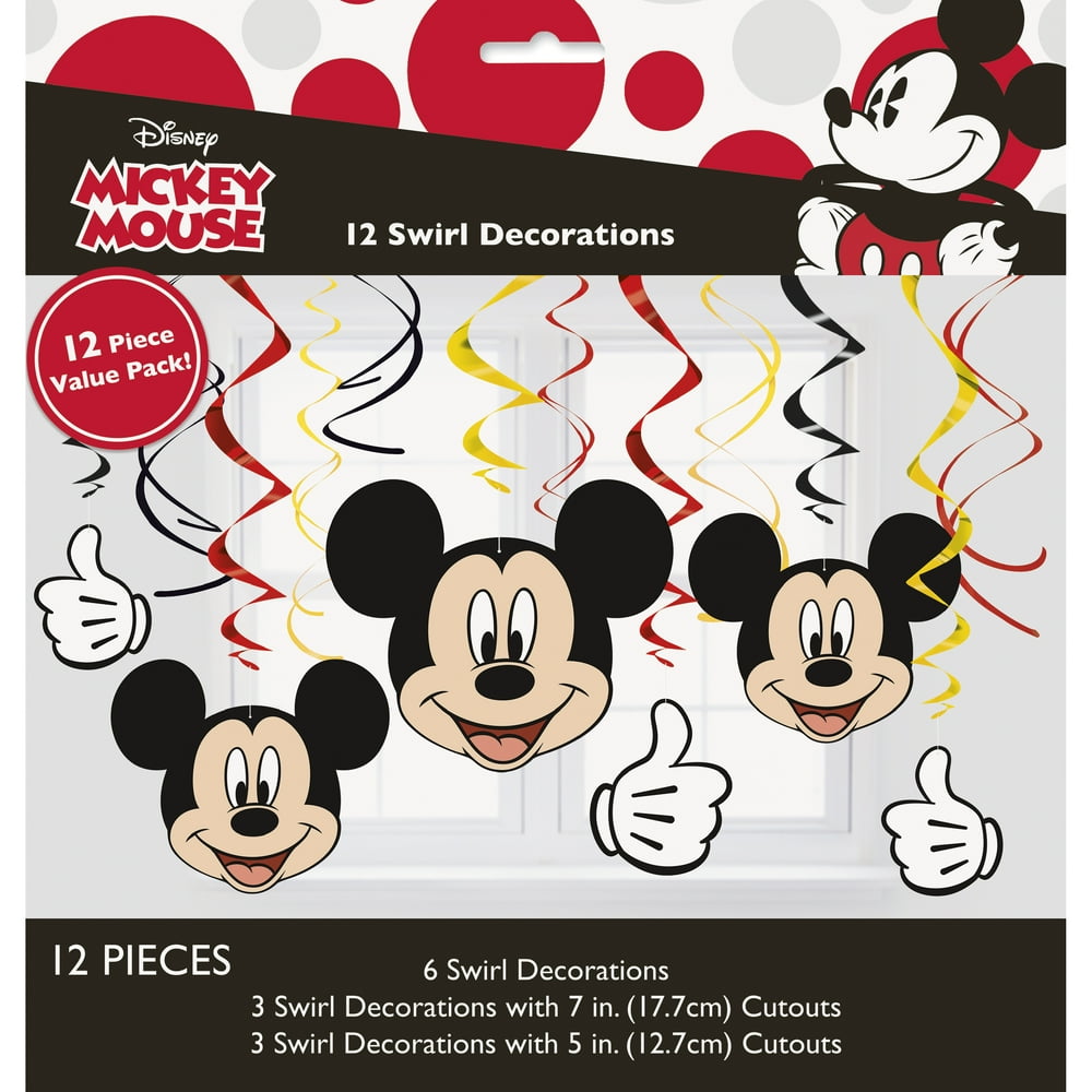 Mickey Mouse Hanging Decorations, 12ct - Walmart.com - Walmart.com
