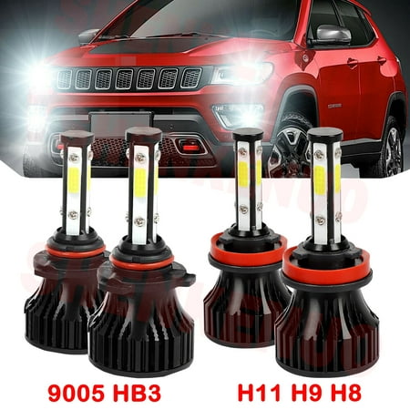 H11 9005 High&Low Beam for Jeep Compass 2011 2012 2013 2014 2015 2016 ...