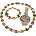18KT Multi Color Men's Watch Set Iced Out Hip Hop Luxury Micro Pave 3 ...