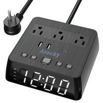 Sharp Alarm Clock with 2X Outlets, Surge Protect, Rapid USB Charge, LED ...