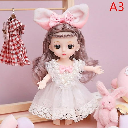 Mini 16cm bjd doll 13 movable joint girl doll 3d big eyes 1/12 fashion ...
