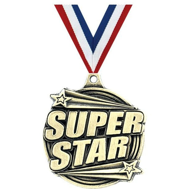 Super Star Medals, 2" Gold Diecast Super Star Medal Award 5 Pack ...