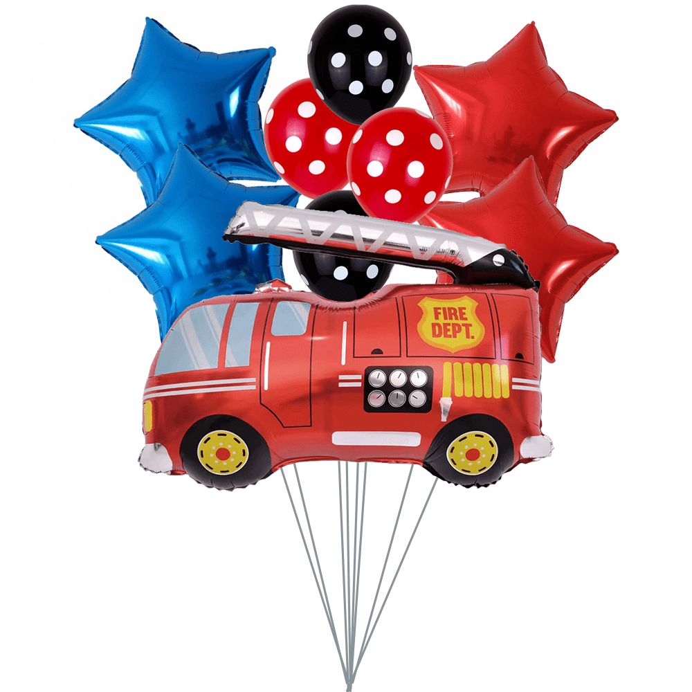Fire Truck Balloon Set - Large Fire Truck Balloon, Polka Dot Latex ...