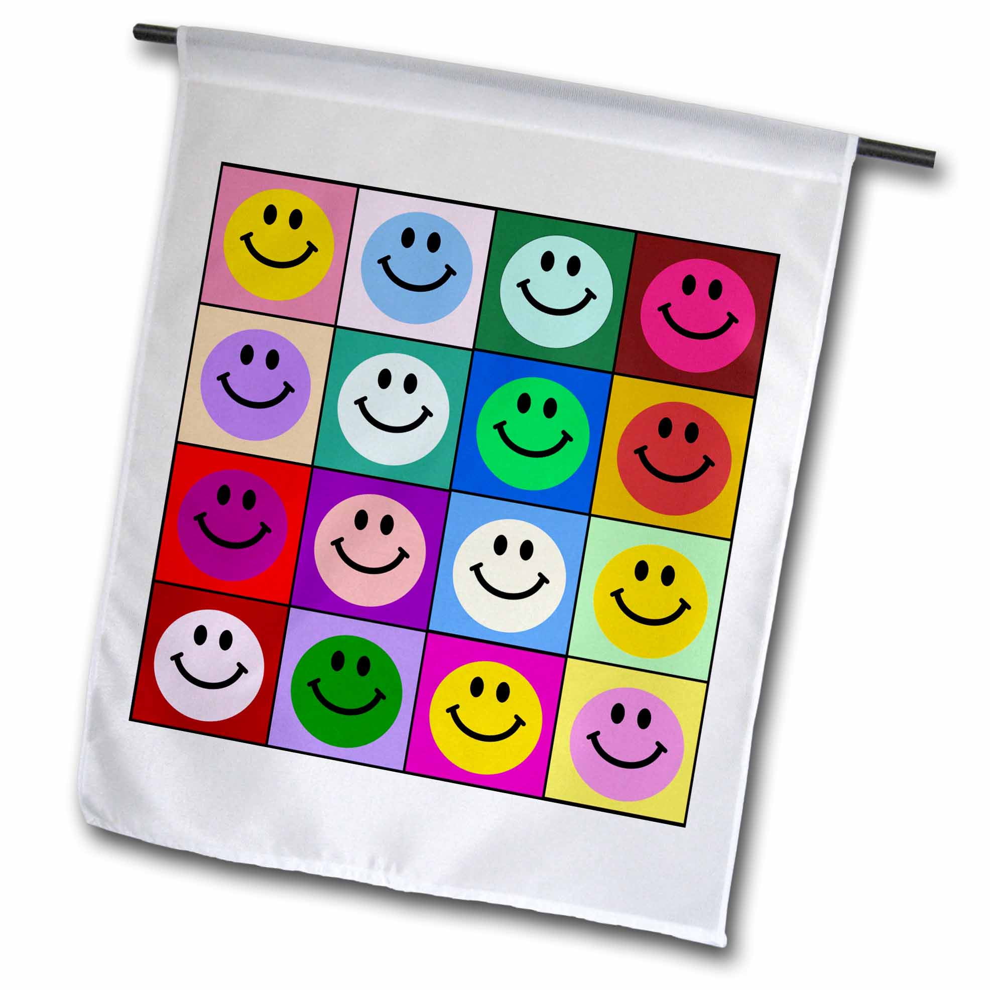3dRose Colorful smiley face squares Warhol style - happy rainbow ...