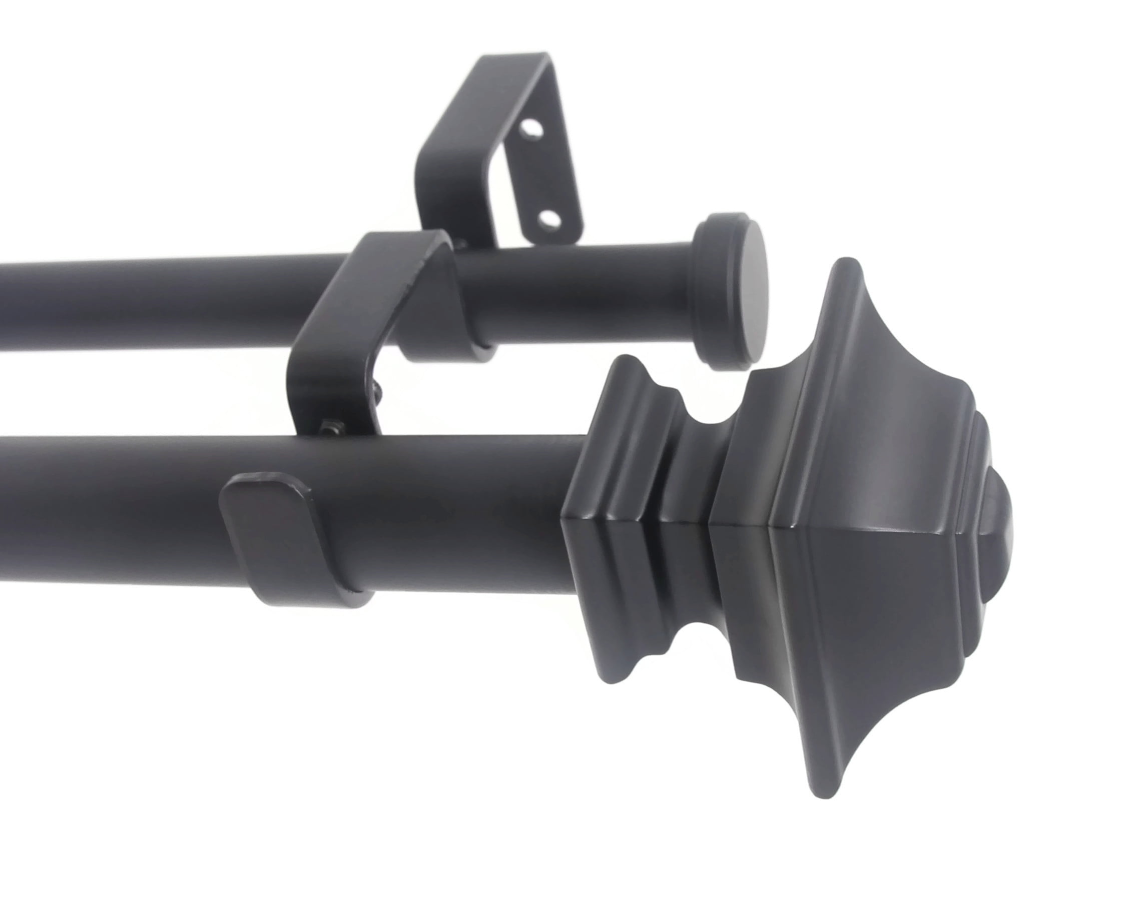 Urbanest Pila Flat Button 1" 3/4" Double Drapery Curtain Window Rod Set ...