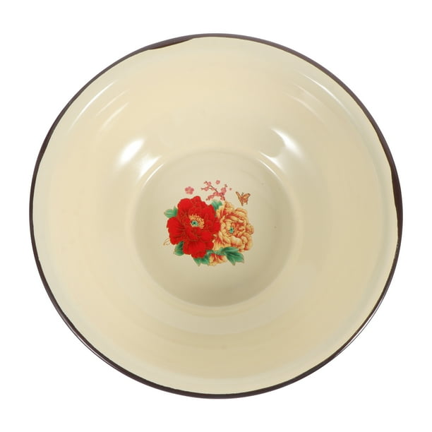 Vintage Enamel Basin Household Enamel Bowl Kitchen Mixing Basin Retro ...