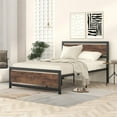 Bellemave Industrial Full Metal Bed Frame, Metal Platform Bed with Wood ...