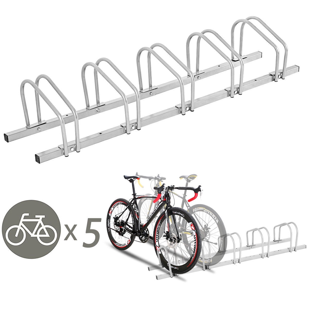 Click here for Gymax 5 Bike Bicycle Stand Parking Garage Storage... prices
