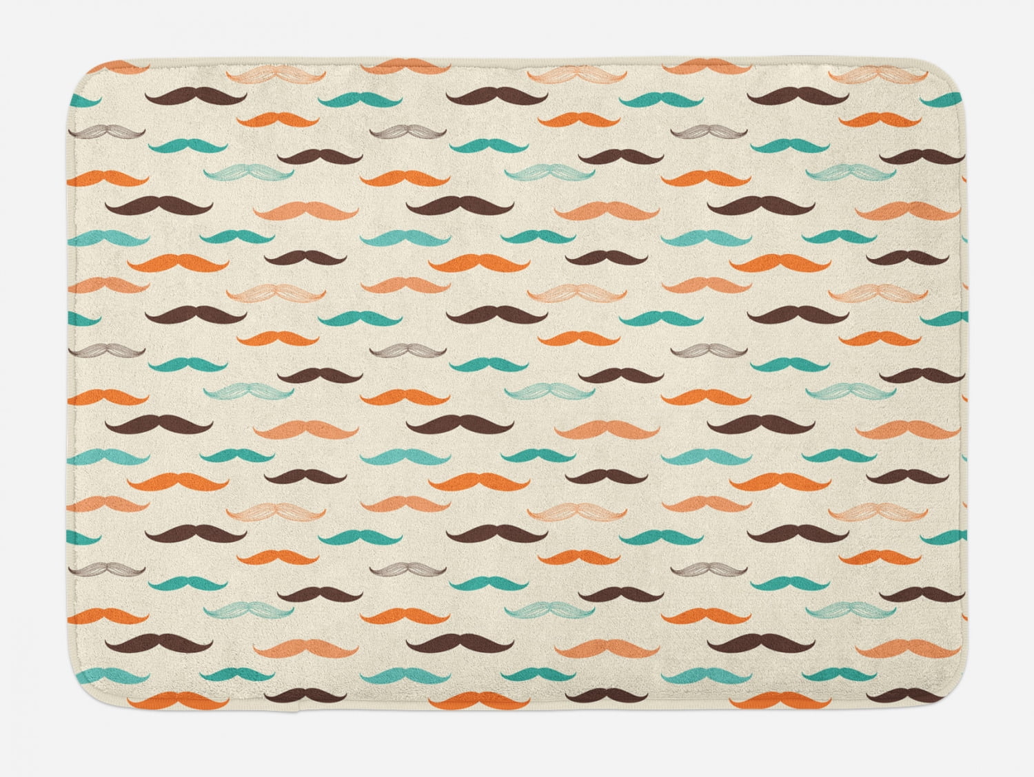 Indie Bath Mat, Retro Mustache Pattern in Different Colors Stylized ...