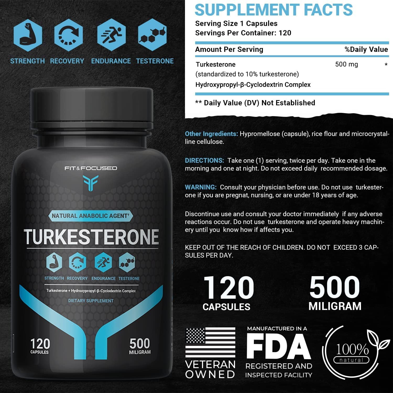 Buy Turkesterone Supplement 500mg, 120 Capsules 95% Ajuga Turkestanica ...