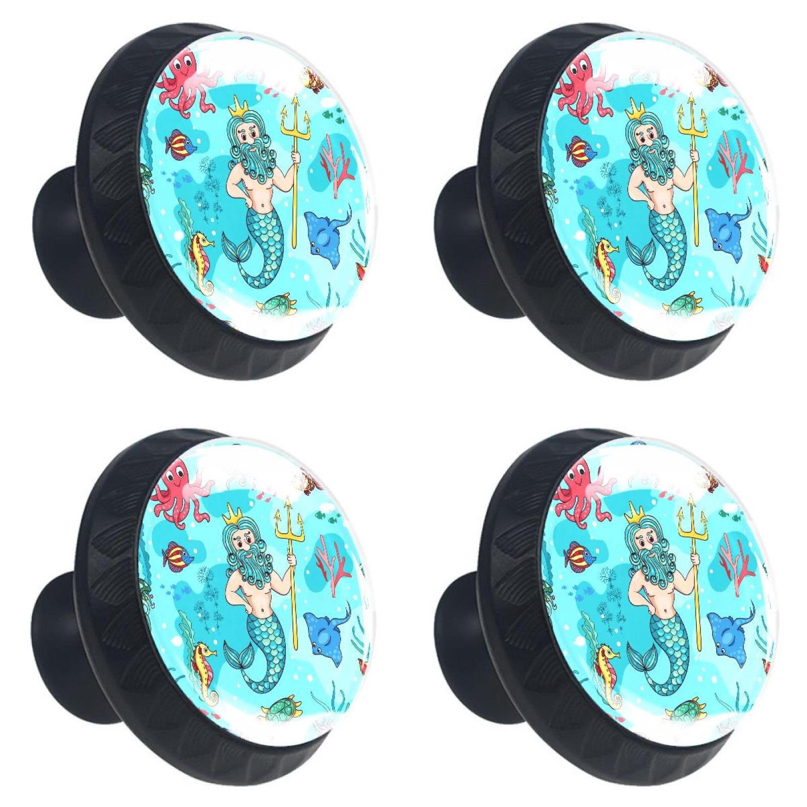 4 Pcs Underwater Mermaid Knobs for Kitchen Cabinet Cupboard Dresser Bookcase Drawer Pulls ...
