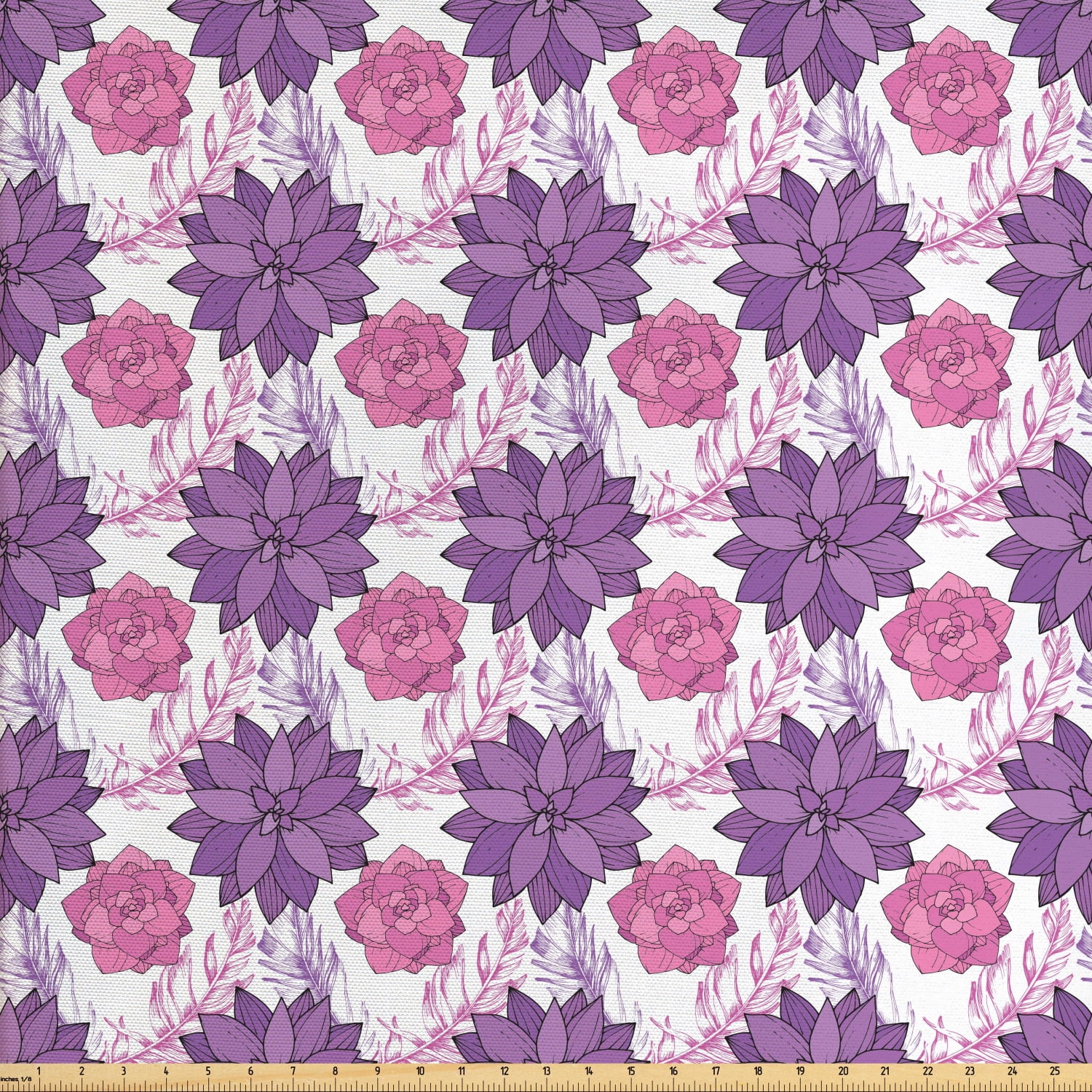 Floral Fabric by the Yard, Succulent Blossoms Botanical Flower Petals ...