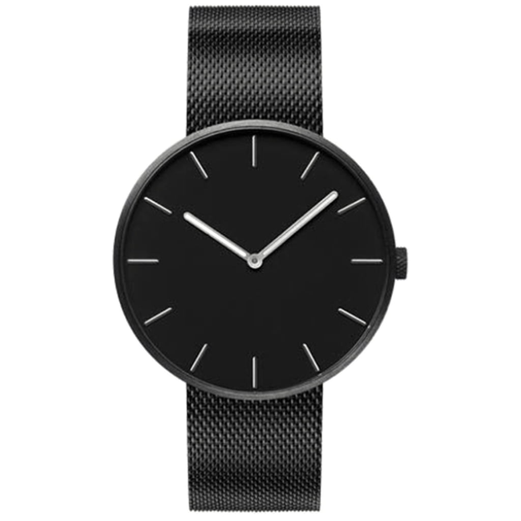 Simple Black Watch Stainless Steel Band Analog Display Quartz Men ...