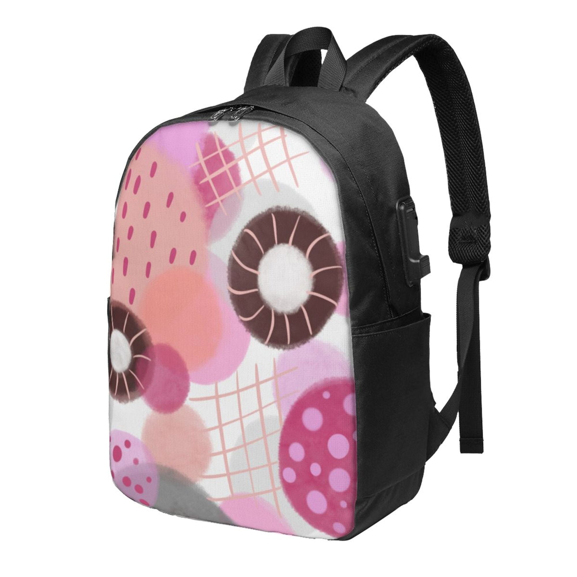 YFYANG 17" Laptop Backpack, Pink Watercolor Doughnuts Fashion Travel ...