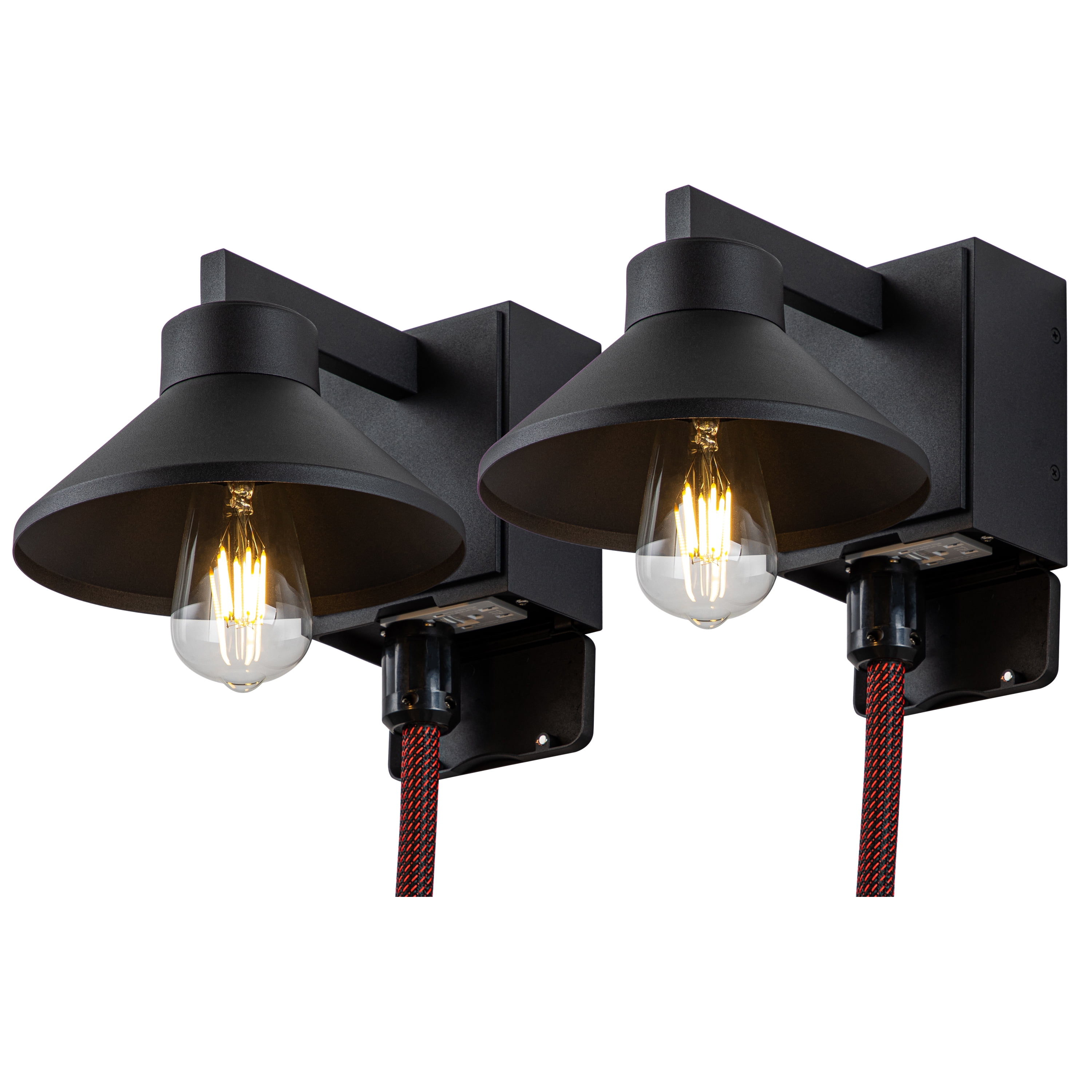 C Cattleya 2 Pack Matte Black Outdoor Wall Sconce, Wall Light Fixture ...