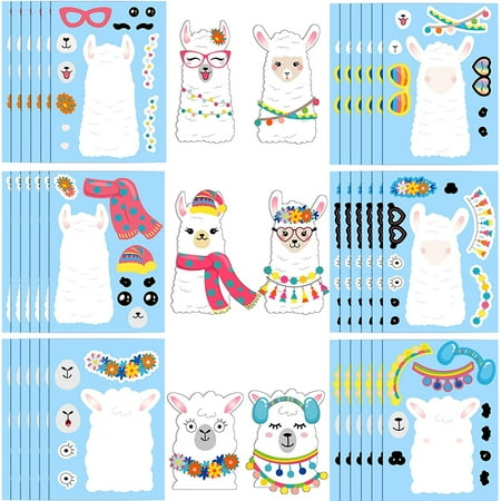 30 Pieces Cinco de Mayo Sticker Llama Sticker Make A Llama Sticker DIY ...