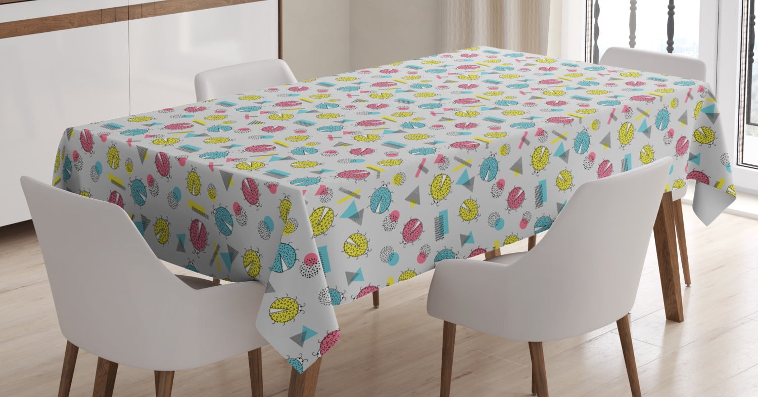 Ladybug Tablecloth, Abstract Geometric Triangles Circles Lines Summer ...