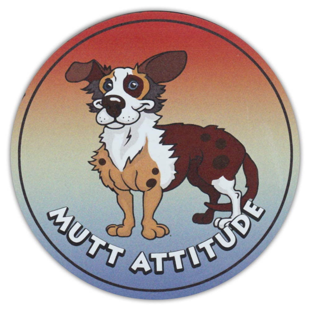 Round Dog Breed Car Magnet - Mutt Attitude - Magnetic Bumper Sticker ...